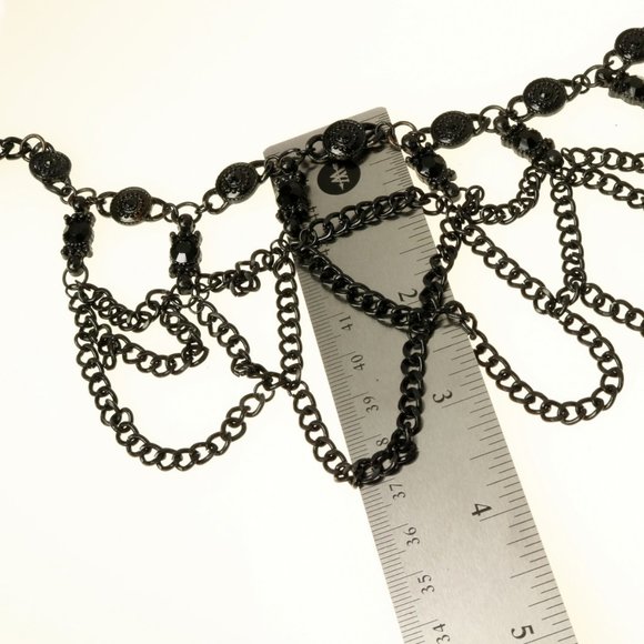 Jewelry | Black Bib Necklace Goth Choker Black Drippy Chains | Poshmark